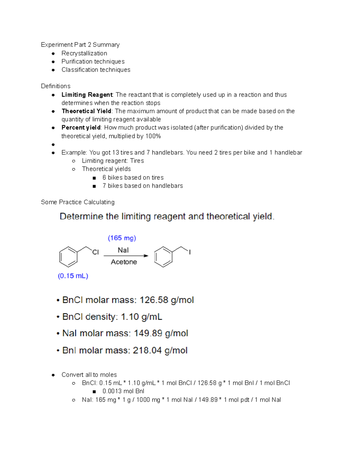 Lab Lecture 5 - Limiting Reagent and Theoretical Yield - Experiment ...