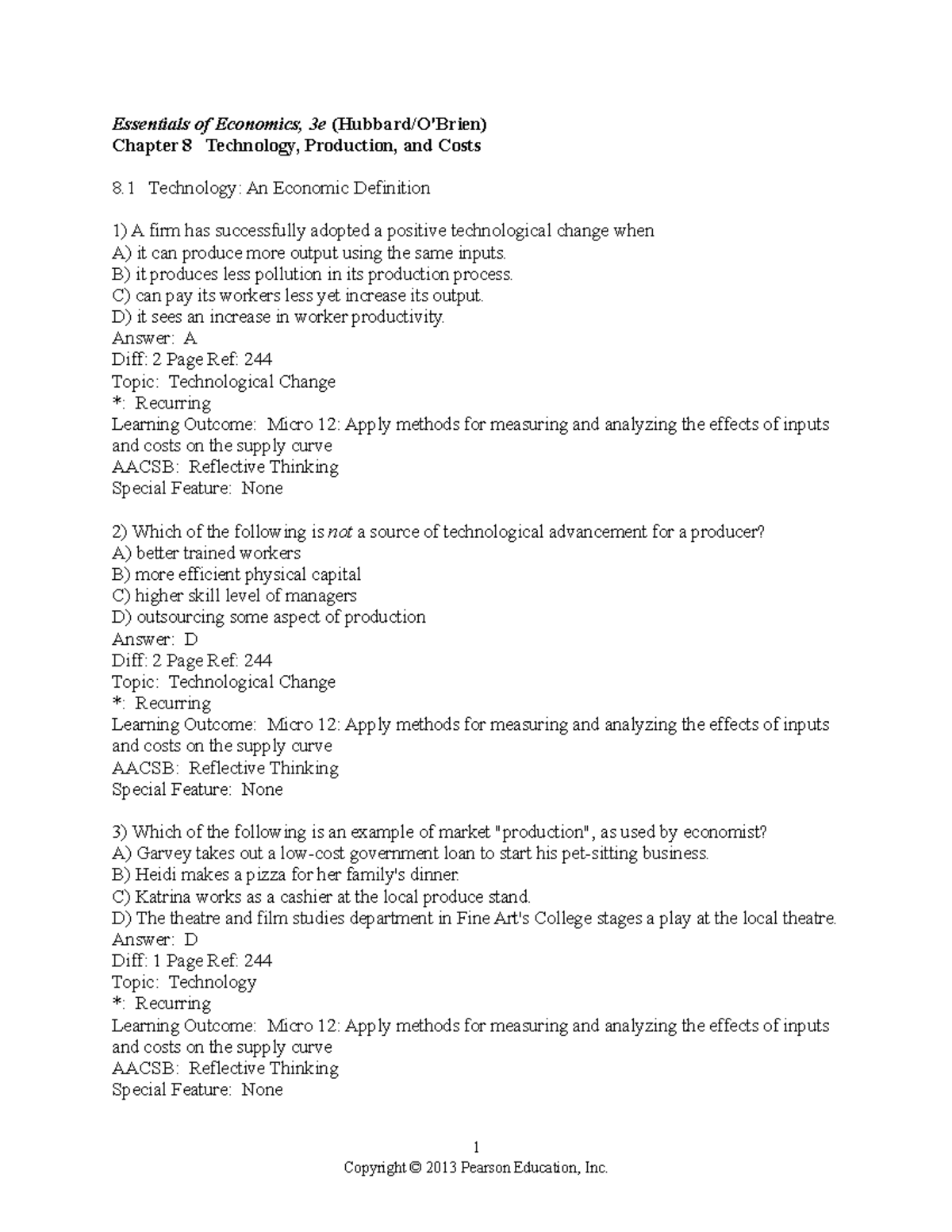 Chapter 8 - test bank of the textbook, suit for quiz - Essentials of ...
