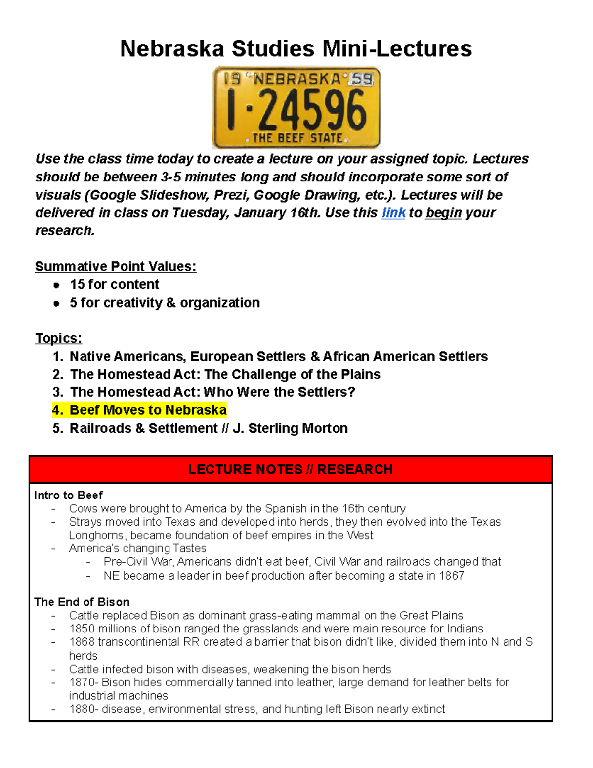 G. Nebraska Studies Mini-Lectures - Nebraska Studies Mini-Lectures Use ...