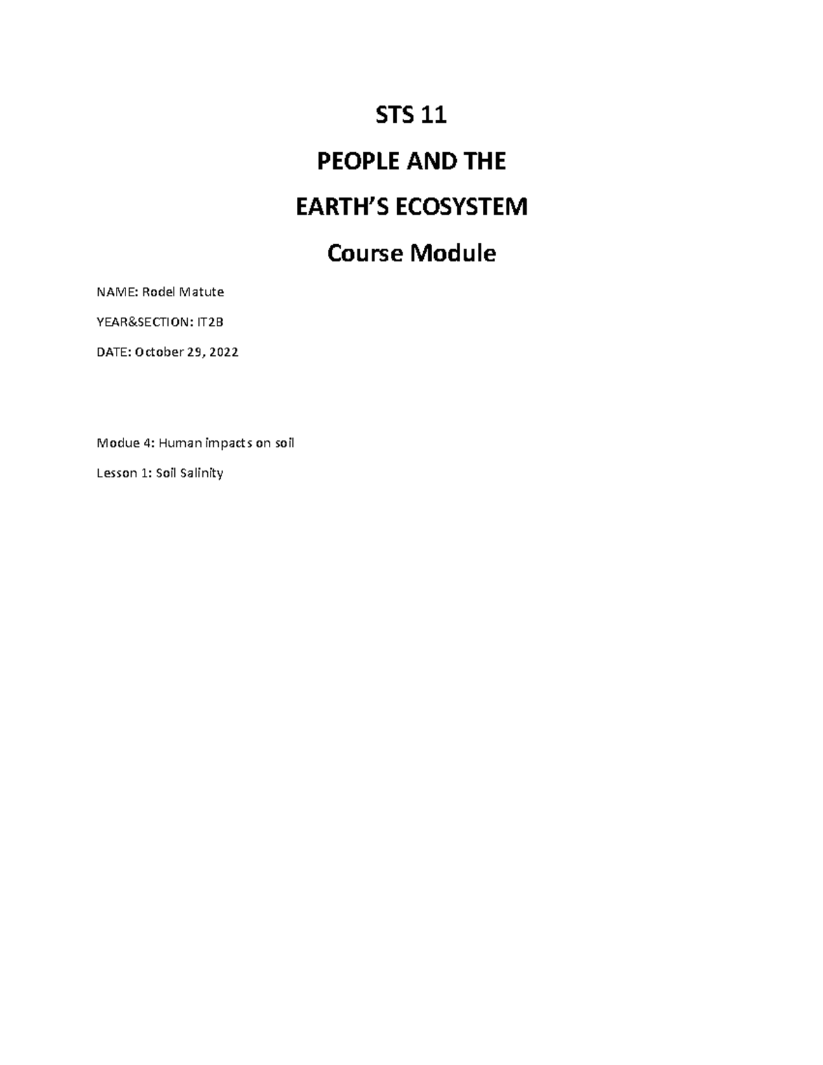 STS11-Module-4 - Subjects Assignments - STS 11 PEOPLE AND THE EARTH’S ...