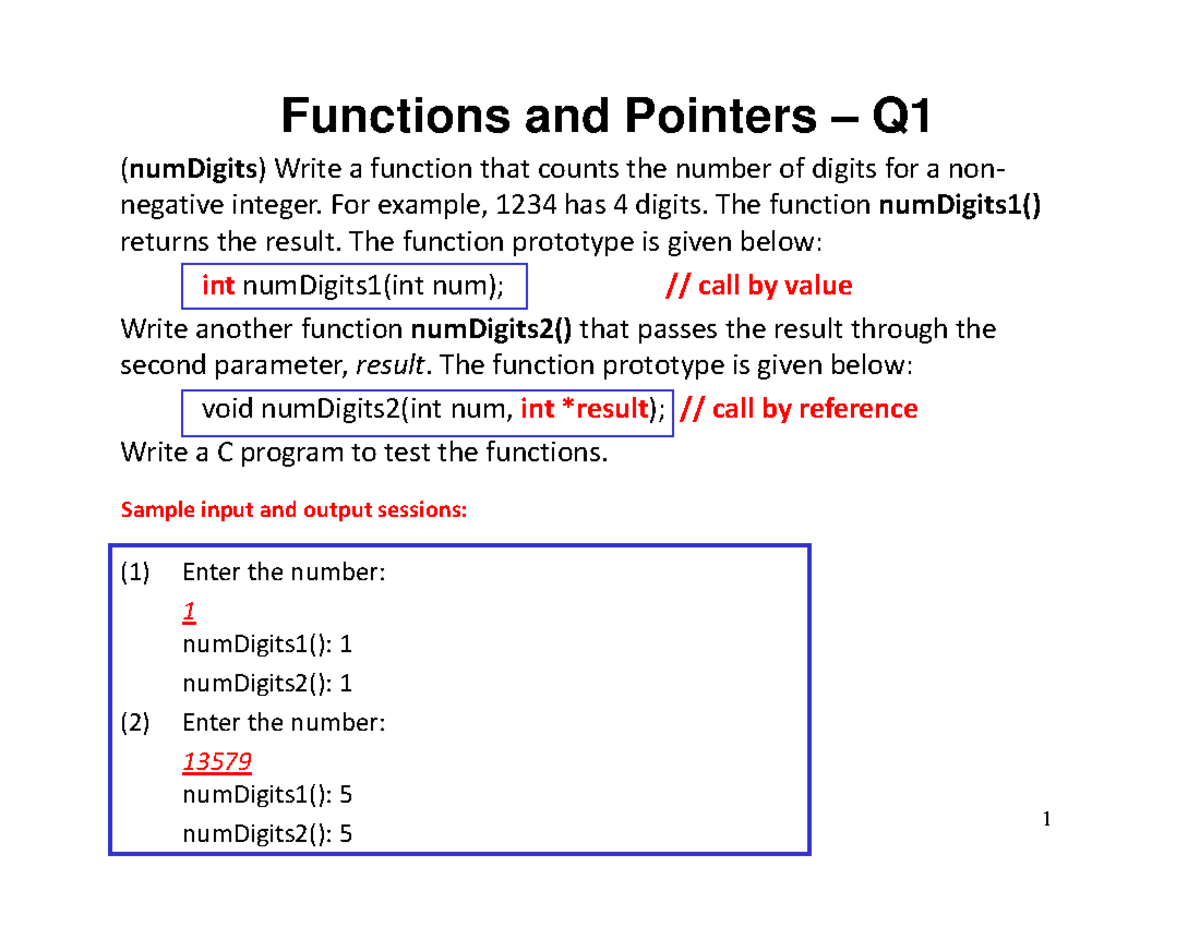 Lab 2 Slides solution for comp sci majors - 1 Functions and Pointers ...