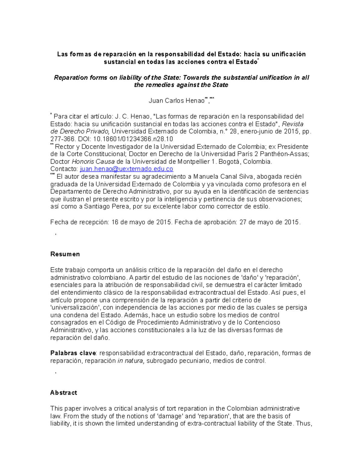 Lectura breidy perjuicios - Las formas de reparación en la ...