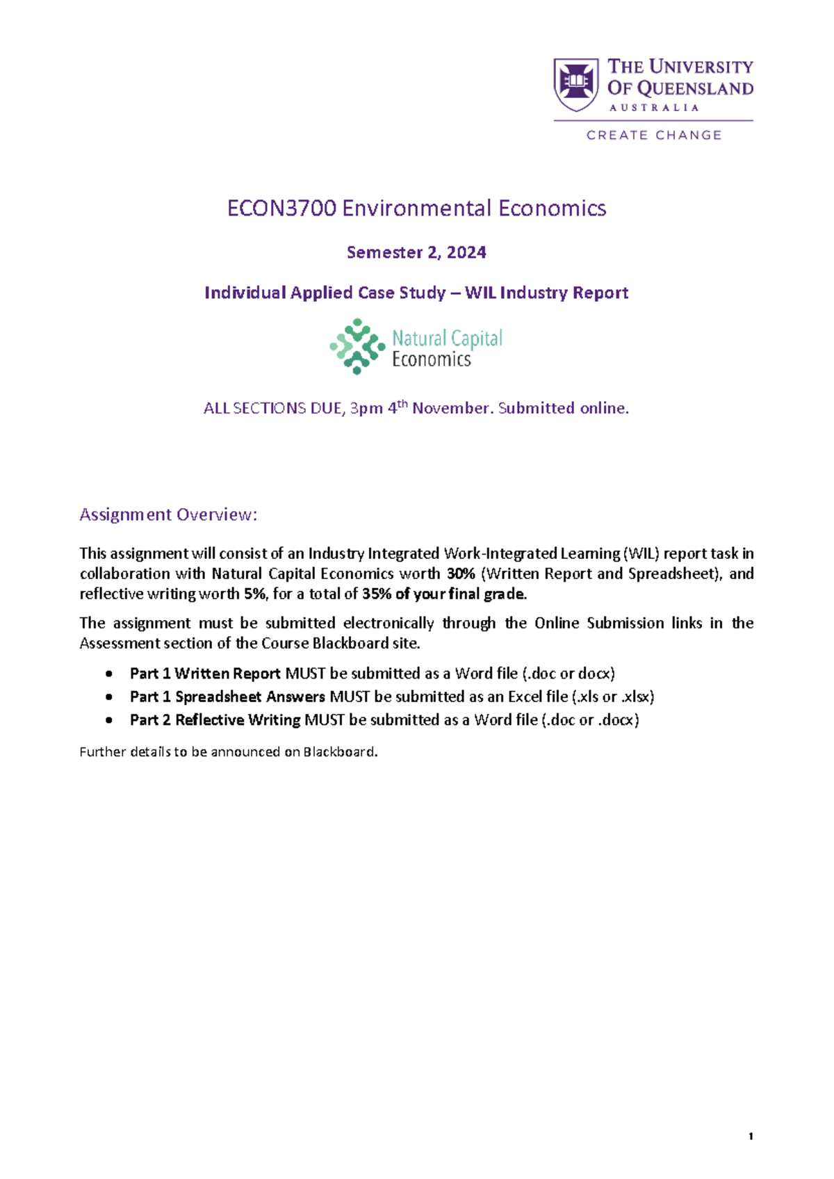 ECON3700 Applied Case Study WIL Industry Report Task Sheet - ECON3700 ...