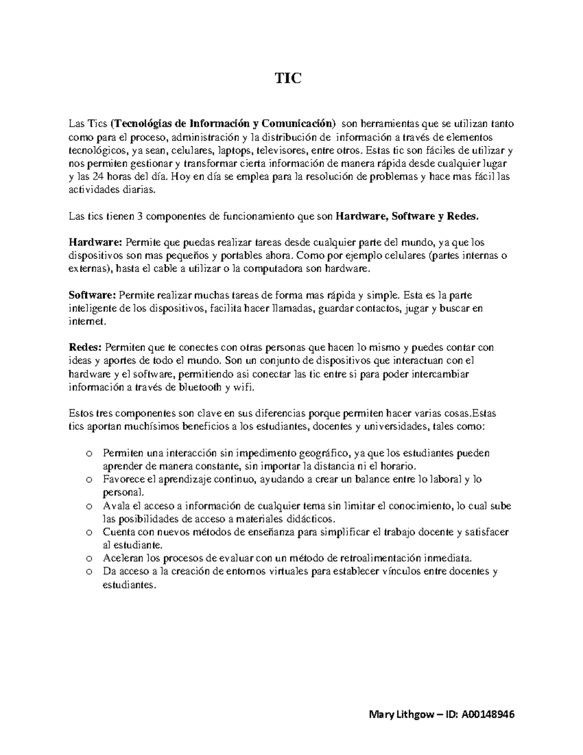 Lithgow Mary - Las Tics - Mary Lithgow – ID: A TIC Las Tics ...