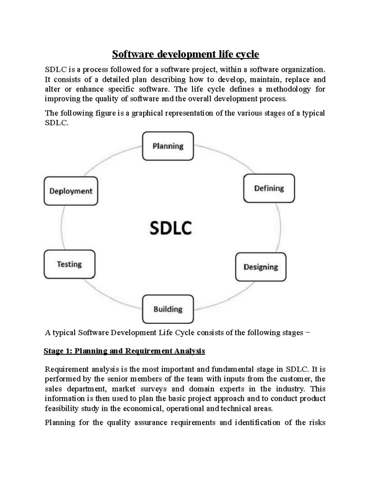 SDLC - Pratice material - Software development life cycle SDLC is a ...