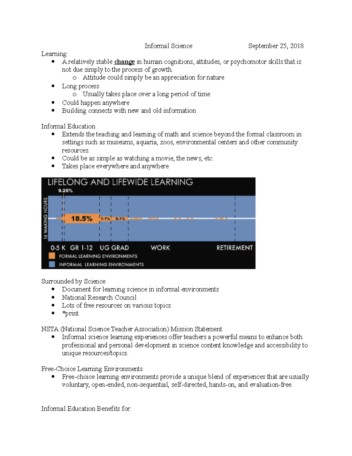 Informal Science Notes 9 - Informal Science September 25, 2018 Learning ...