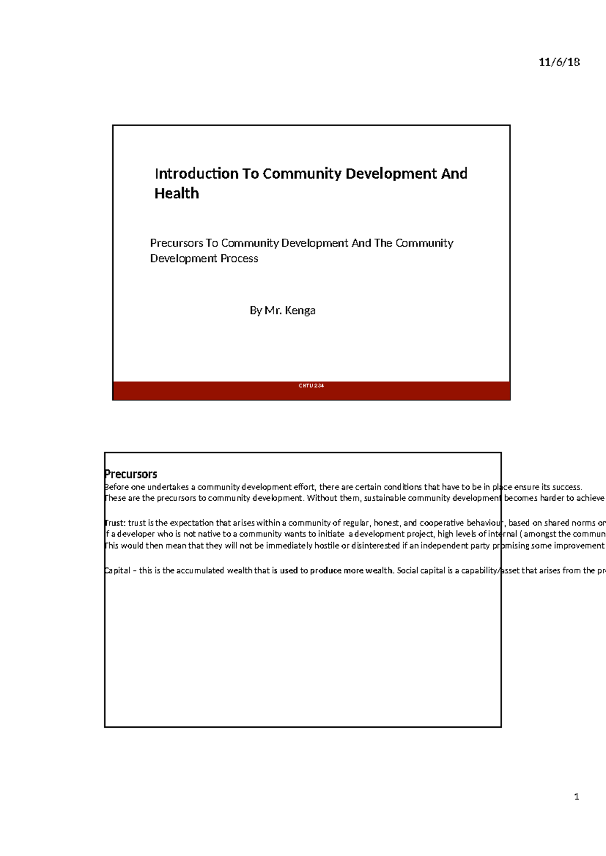 Term 3 2018 lecture note precursors to CD and CD process - Introduction ...