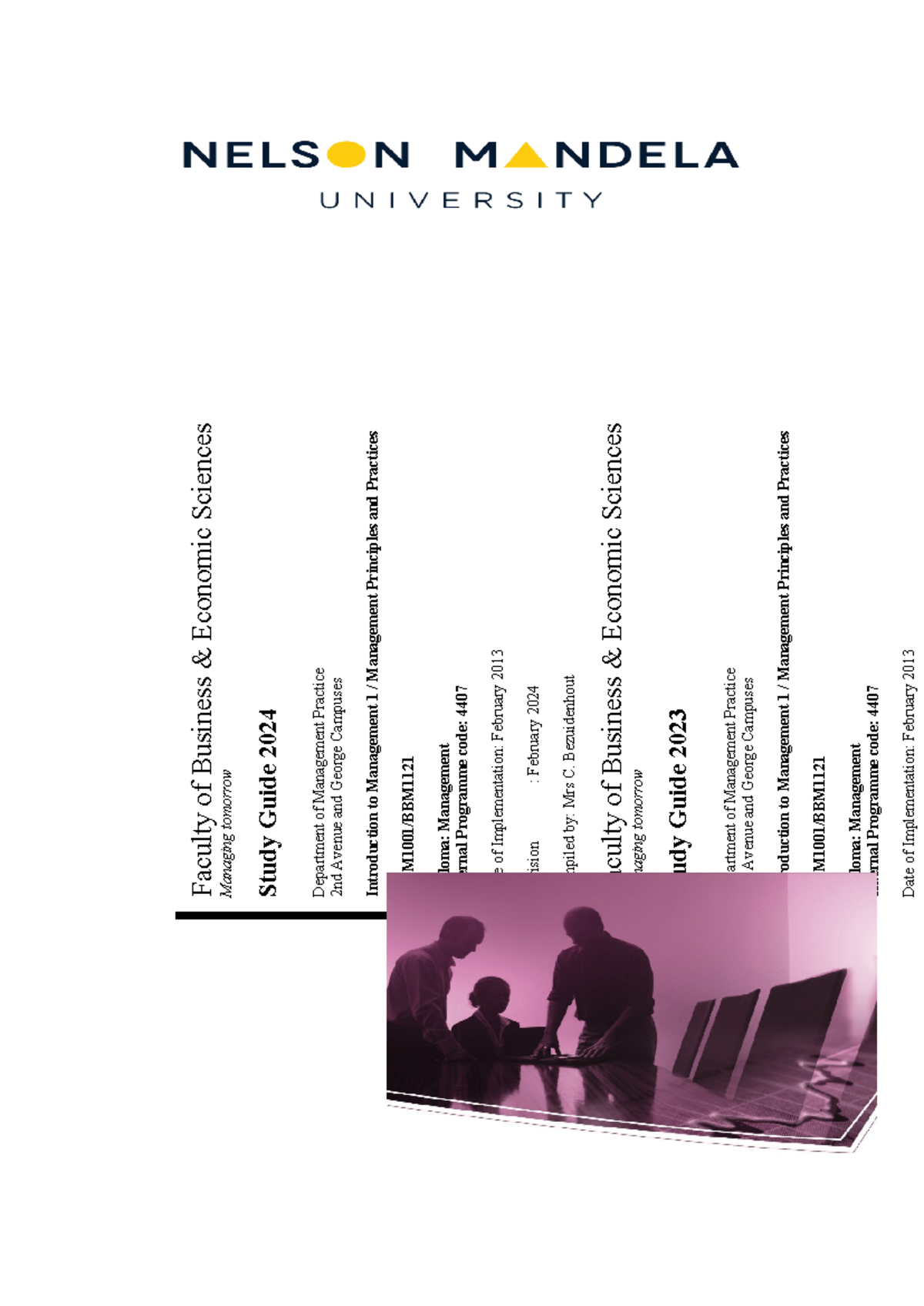 Study Guide 2024 - none - Faculty of Business & Economic Sciences ...