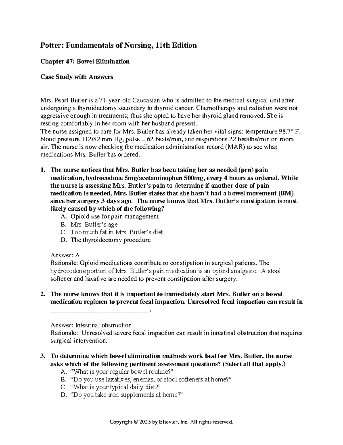 Chapter 047 - practice questions - Copyright © 2023 by Elsevier, Inc ...
