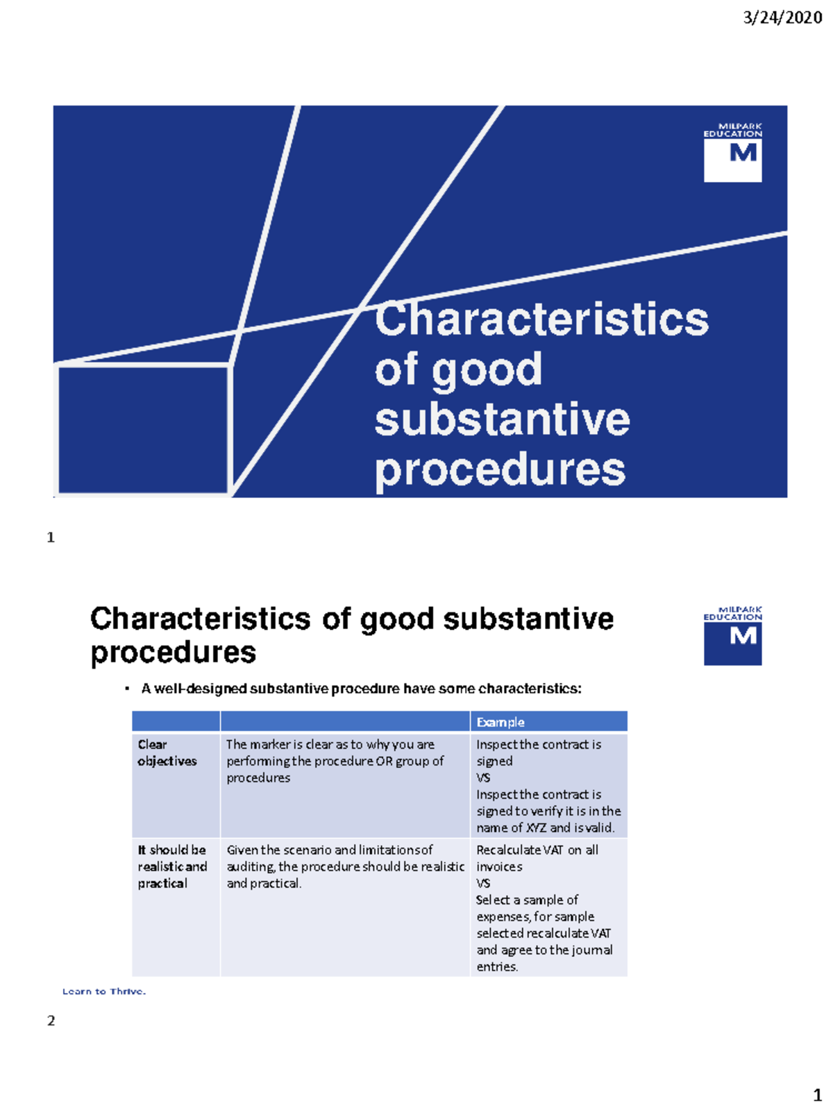 Characteristics of SP - 3/24/ 1 Characteristics of good substantive ...