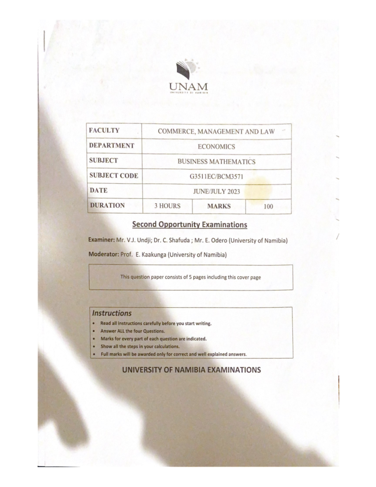 Faculty - UNAM UNIVERSITY OF HAMIBIA FACULTY COMMERCE, MANAGEMENT AND ...