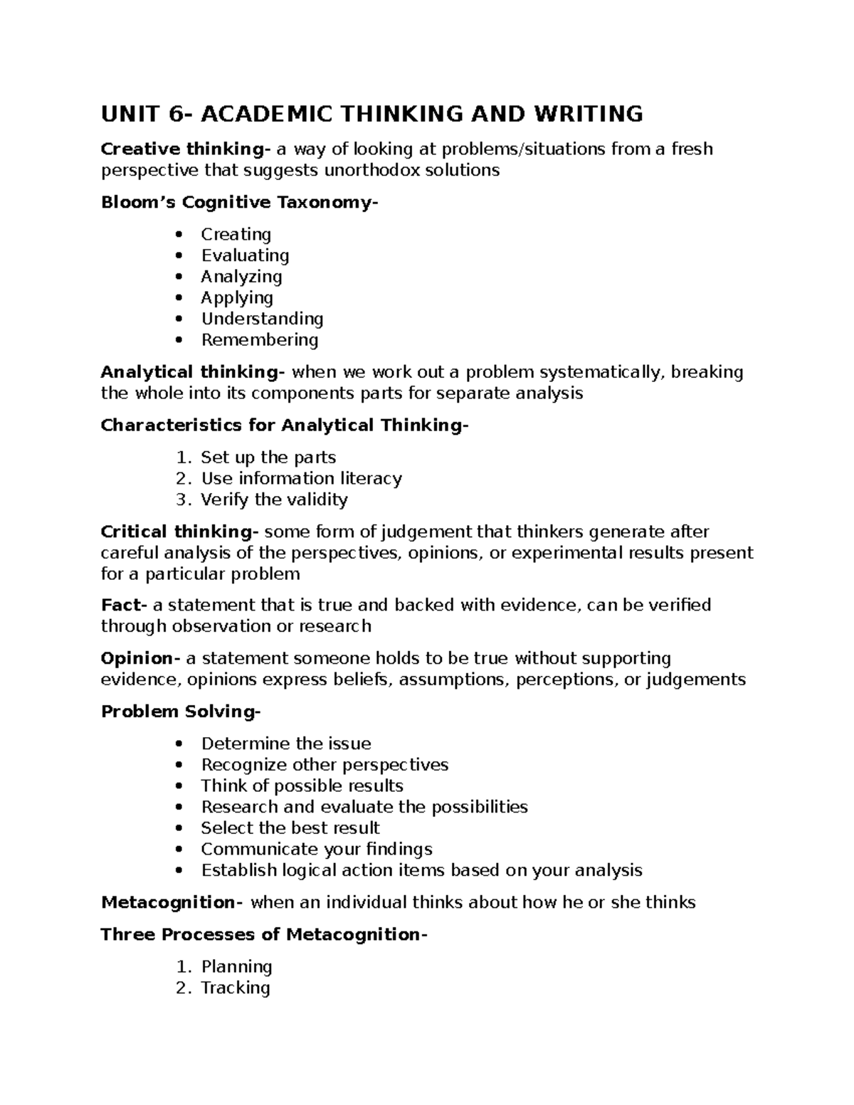 UNIT 6- academic thinking and writing - UNIT 6- ACADEMIC THINKING AND ...