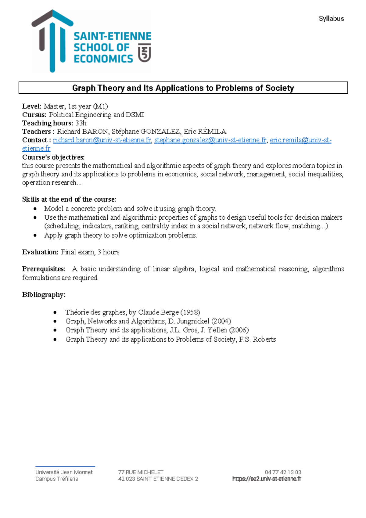 Graph theory Syllabus - C'est un livre qui donne des détails sur ...