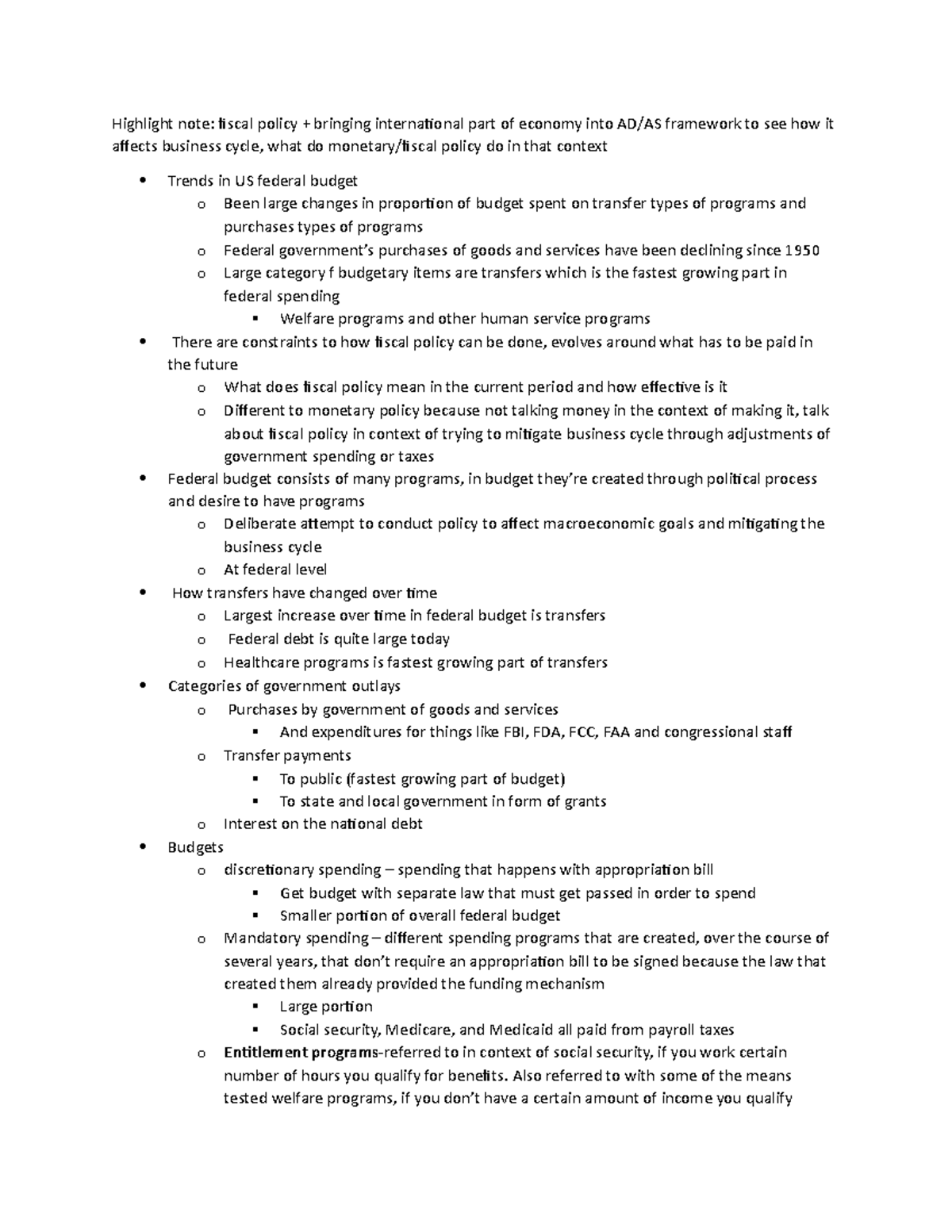 Chapter 17 - Carl Sanders - Highlight note: fiscal policy + bringing ...