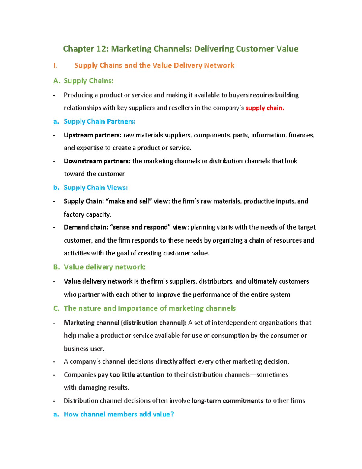Chapter 12 - OM chap 12 - Chapter 12: Marketing Channels: Delivering ...