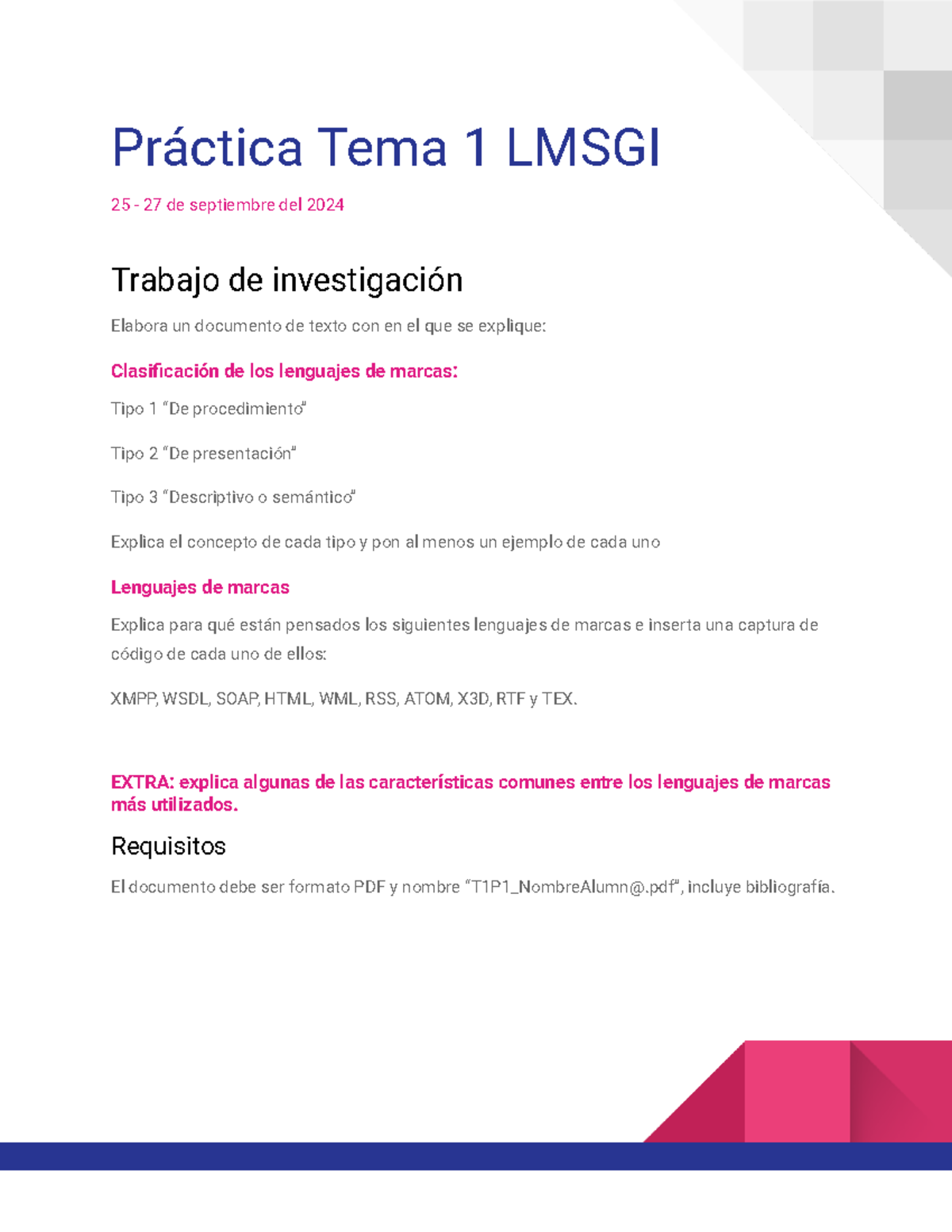 Folleto P1 LM - ASIR - Práctica Tema 1 LMSGI 25 - 27 de septiembre del 2024 Trabajo de ...
