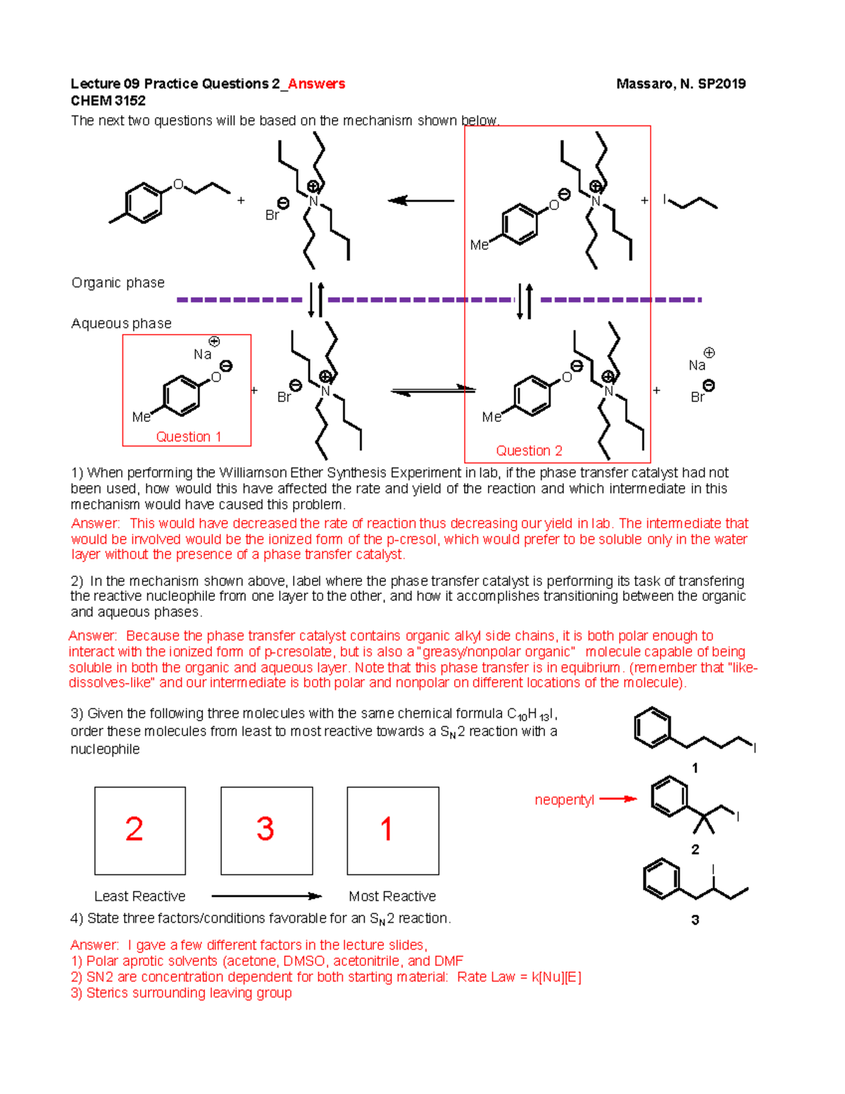 Lecture 09 Practice Questions 2 Answers - When performing the ...