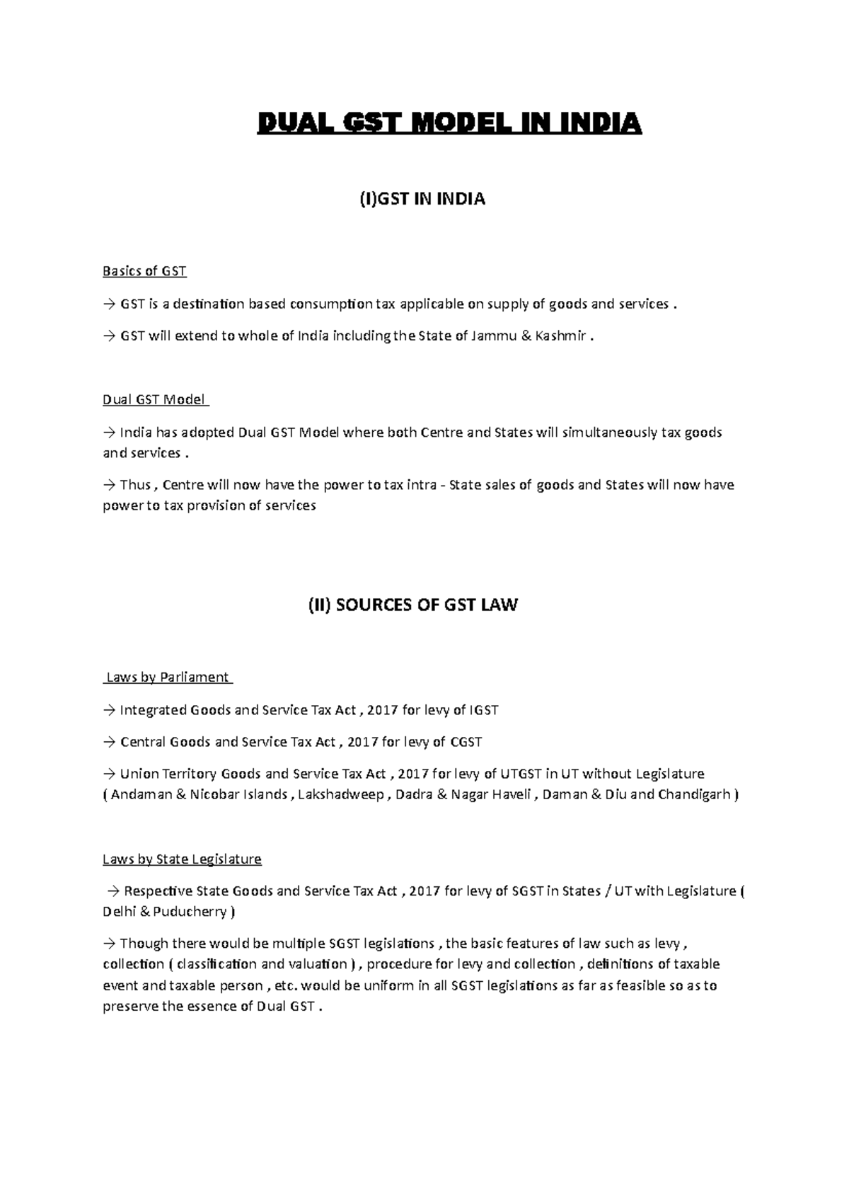 DUAL GST Model IN India 7 - DUAL GST MODEL IN INDIA (I)GST IN INDIA ...