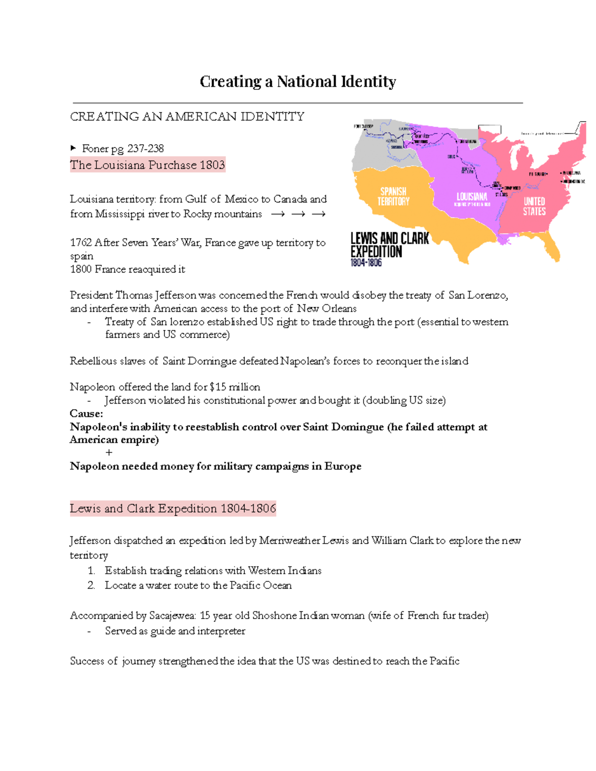 CA 2022 creating a national identity notes - Creating a National ...