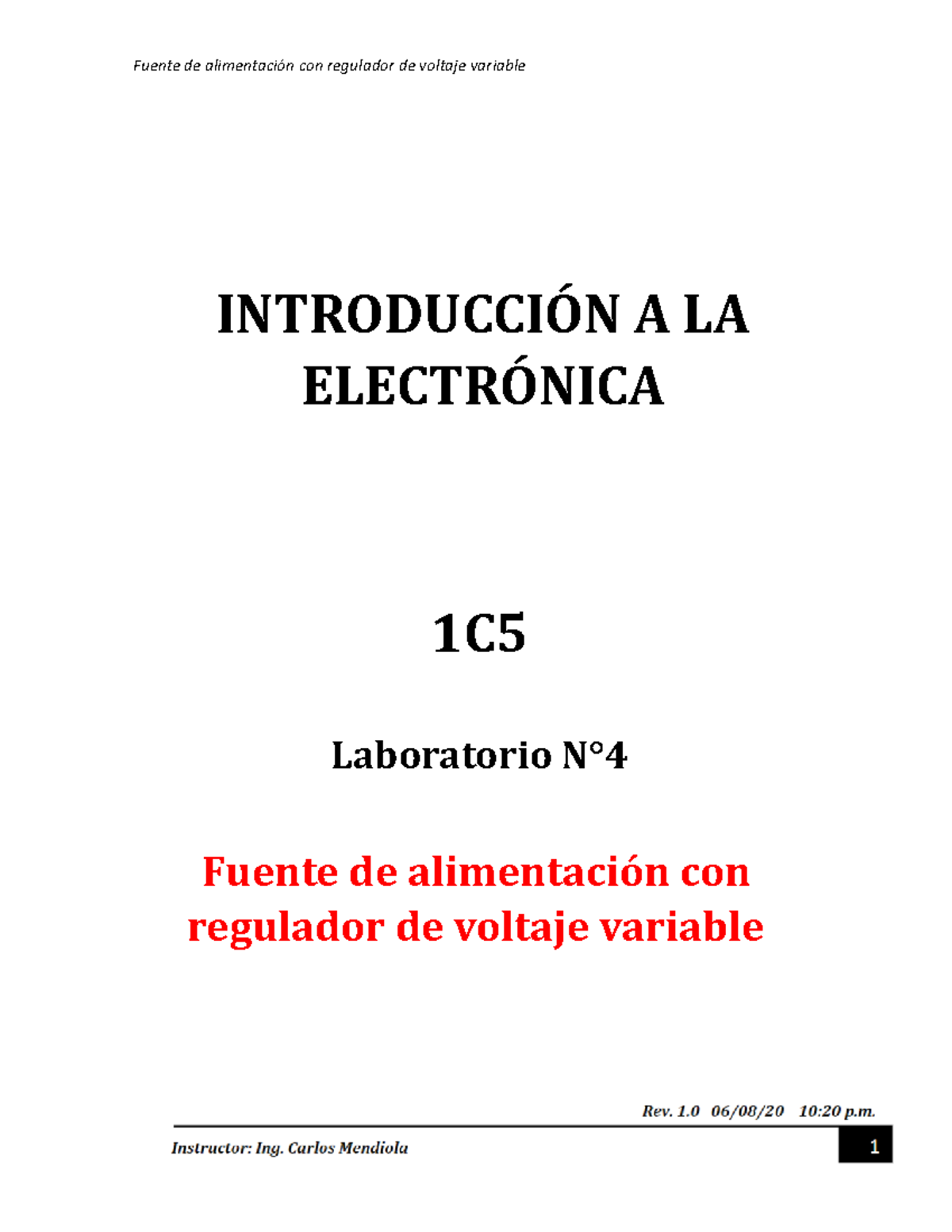 L4 Fuente Variable - informe de electronica - Fuente de alimentación ...