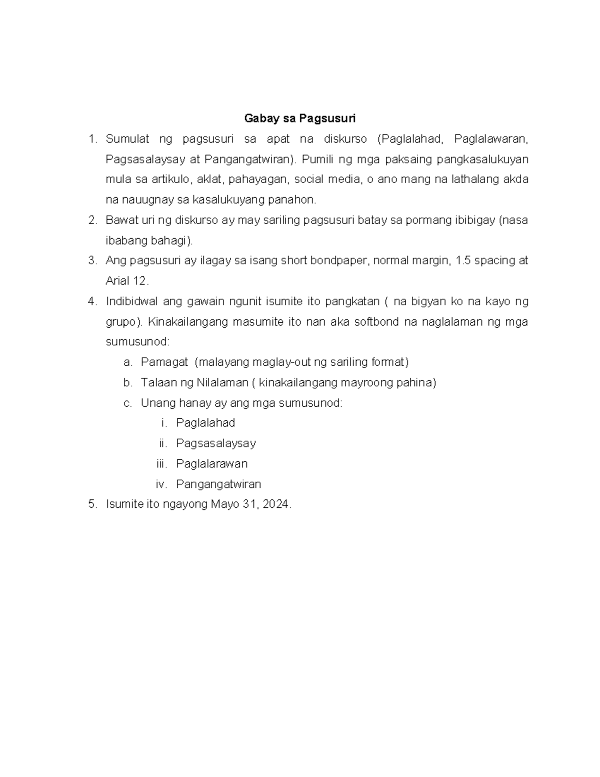 Balangkas-ng-Pagsusuri - Gabay sa Pagsusuri Sumulat ng pagsusuri sa ...