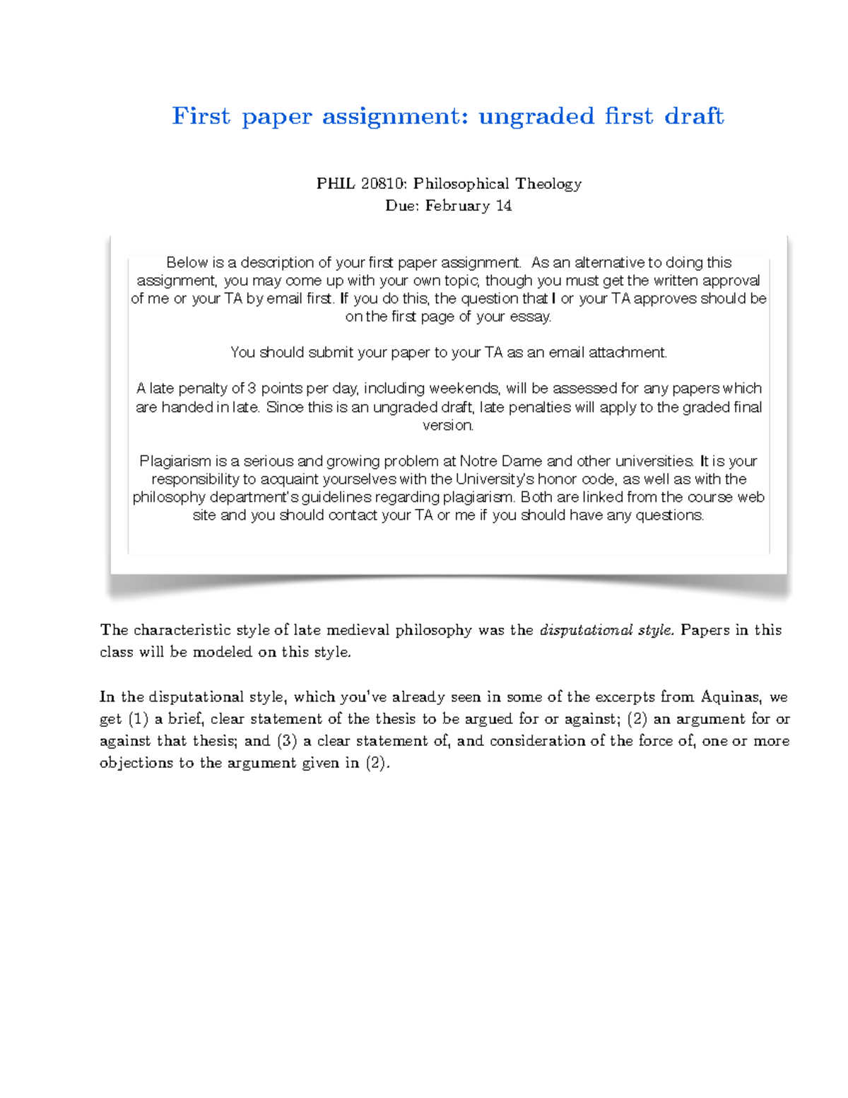 Paper-1-draft - Due: February 14, 2013 - First paper assignment ...