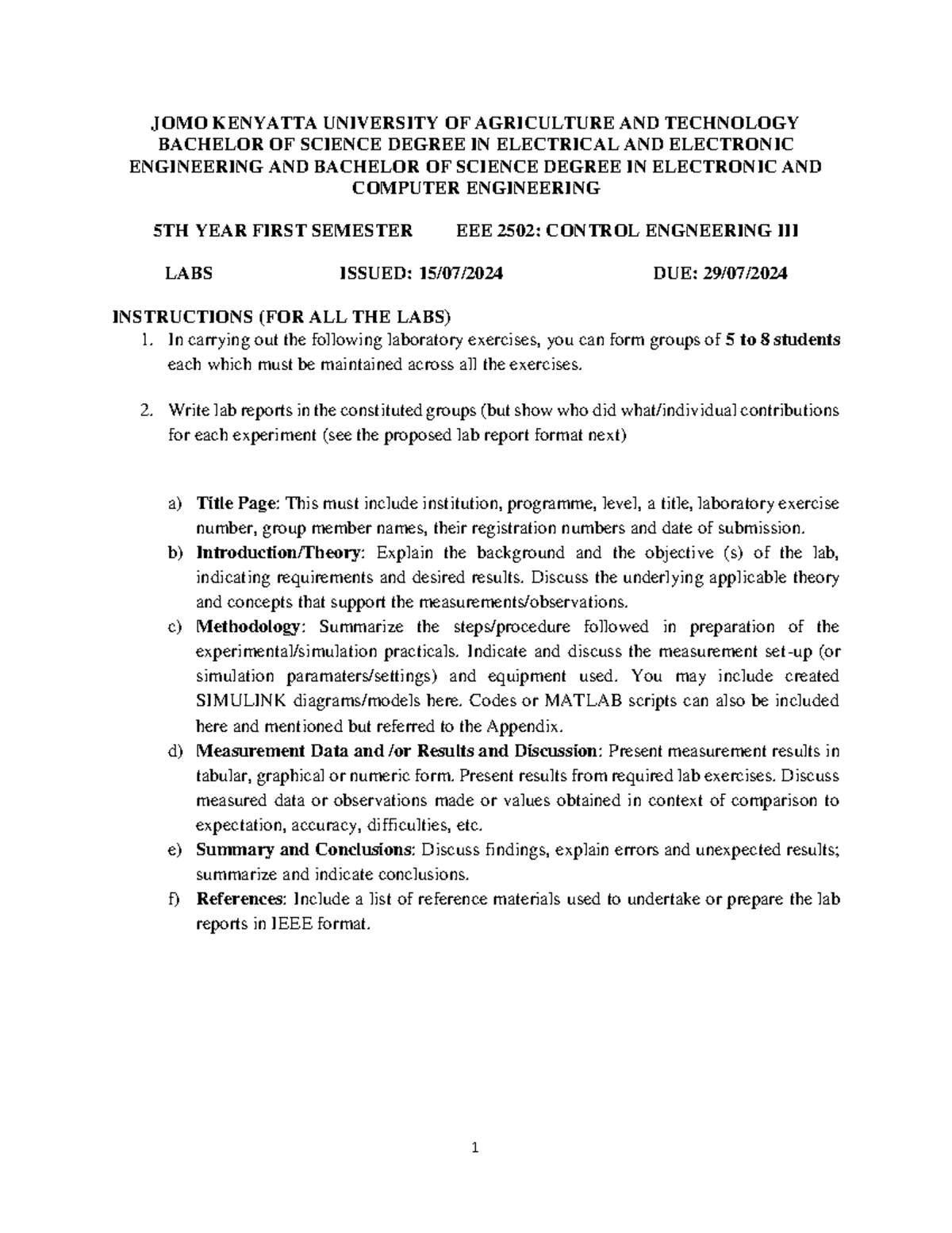 EEE2502- Control ENG-III-LAB3 - JOMO KENYATTA UNIVERSITY OF AGRICULTURE ...