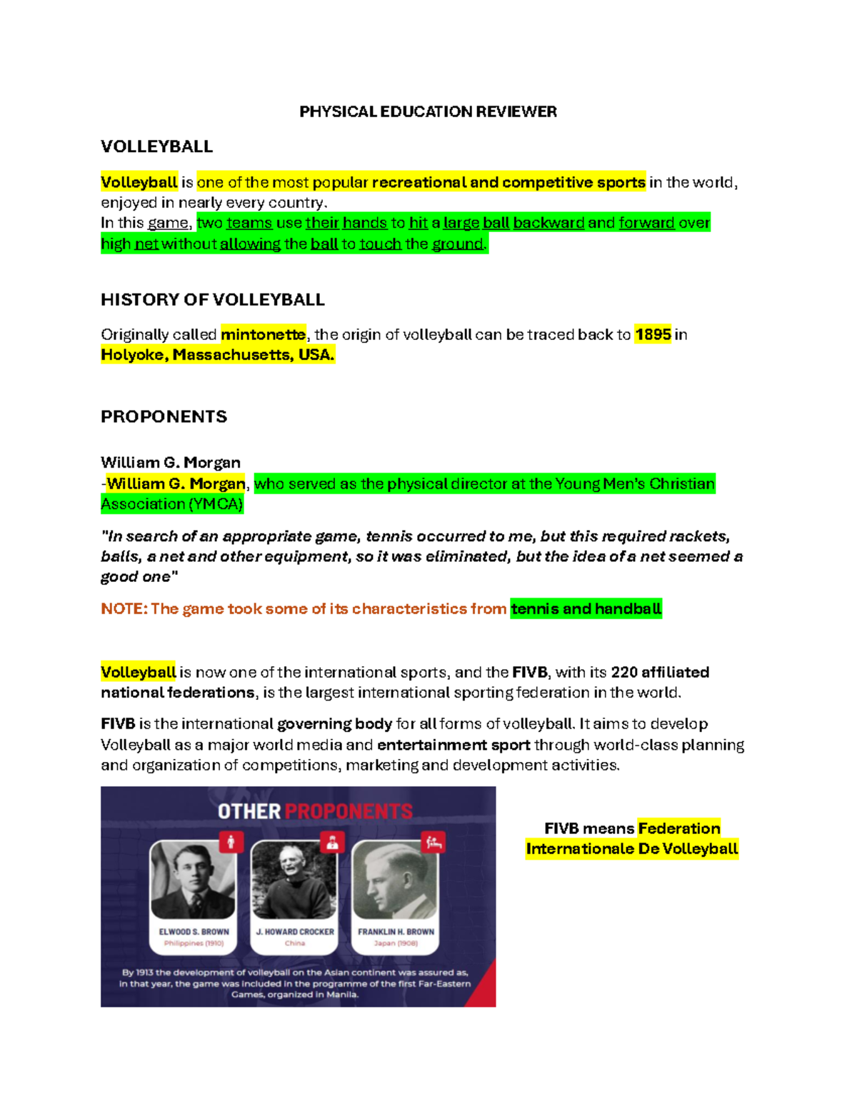 PE Reviewer - PHYSICAL EDUCATION REVIEWER VOLLEYBALL Volleyball is one ...