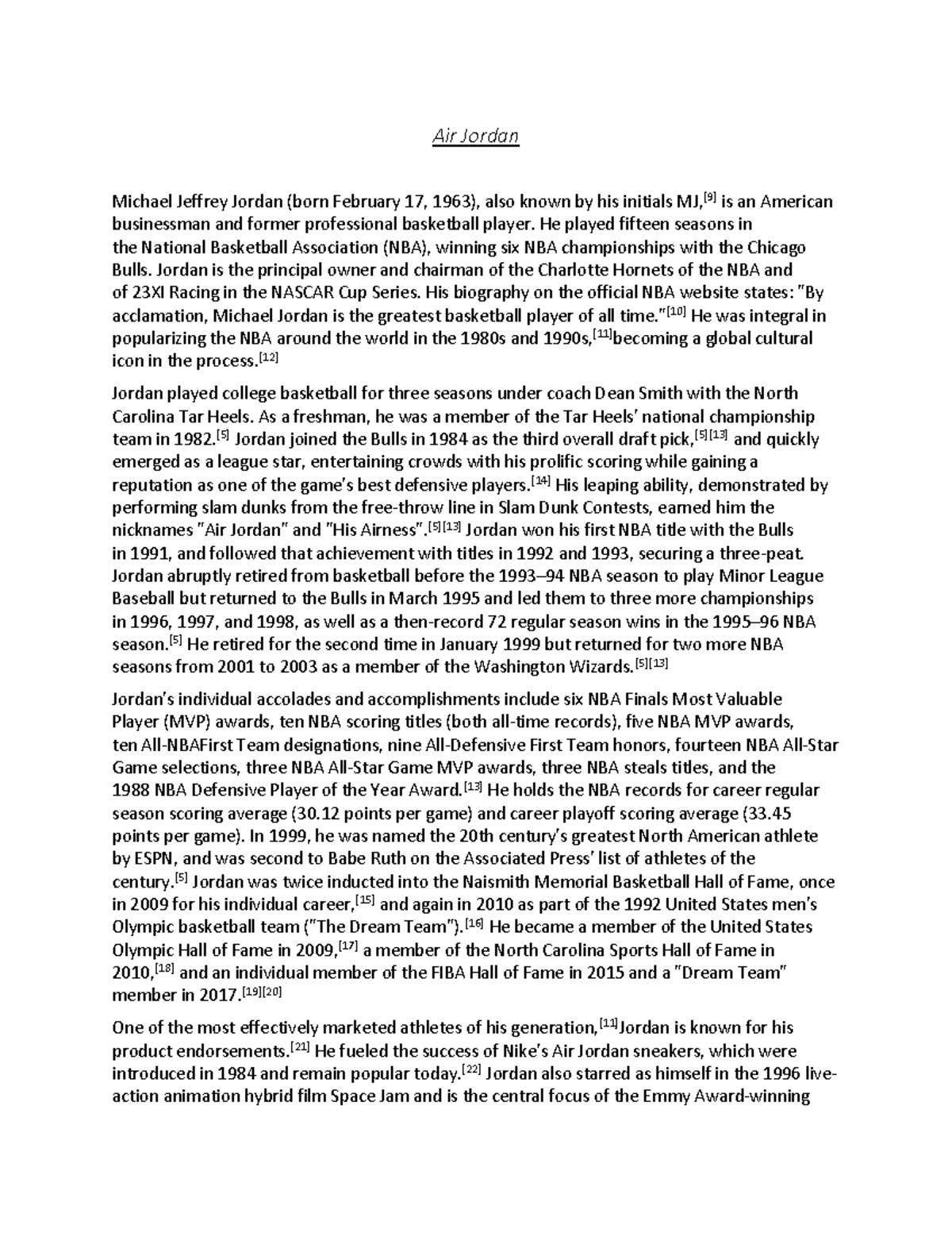 Air Jordan - Air Jordan Michael Jeffrey Jordan (born February 17, 1963 ...