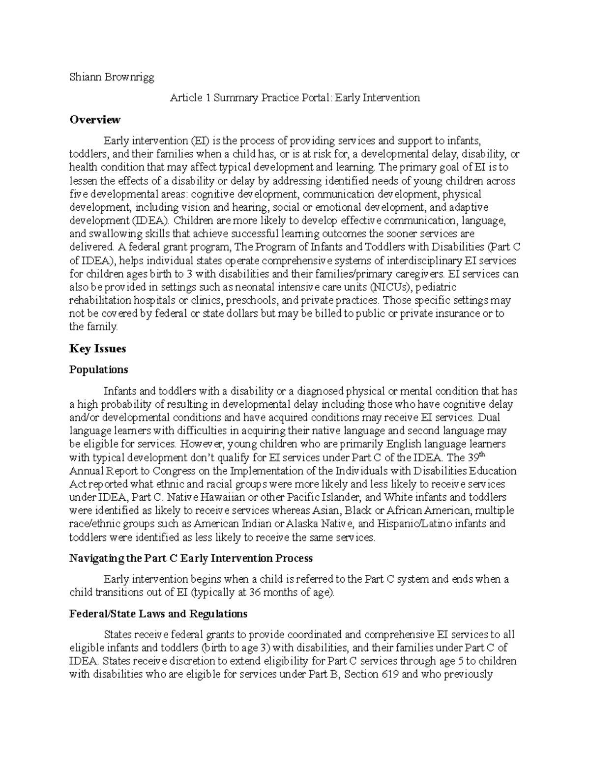 Article 1 Summary - Shiann Brownrigg Article 1 Summary Practice Portal ...