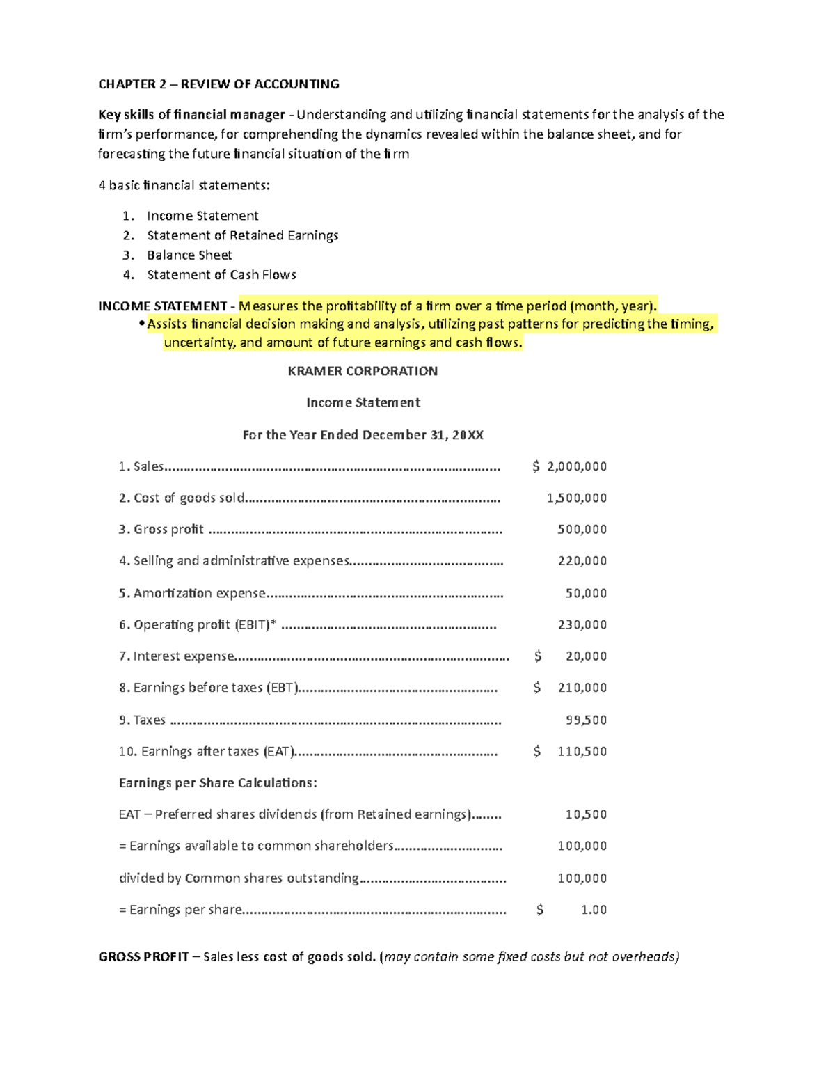Chapter2 Notes Part 1 - CHAPTER 2 – REVIEW OF ACCOUNTING Key skills of ...