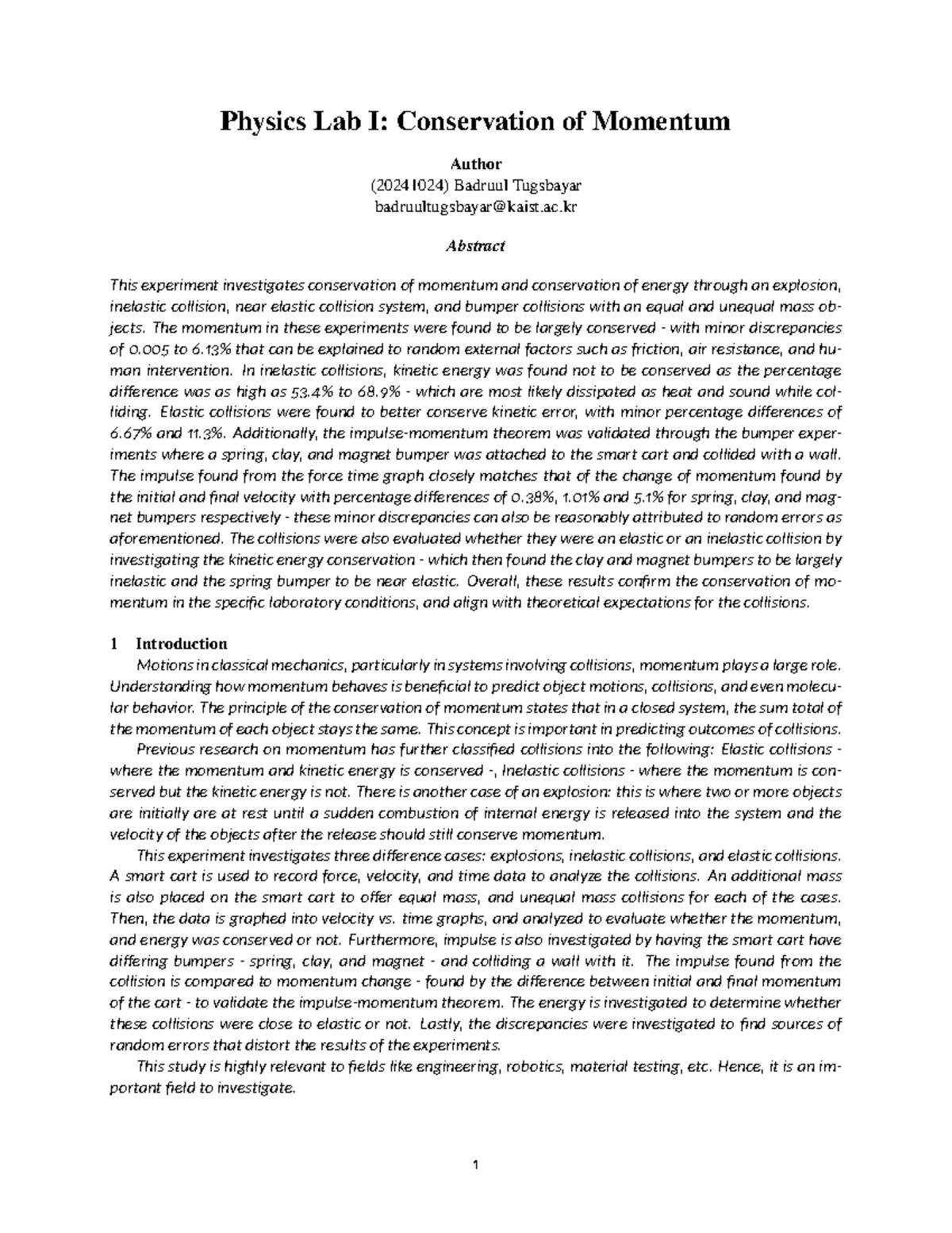 Physics Lab Conservation of Momentum 241030 203512 - Physics Lab I ...