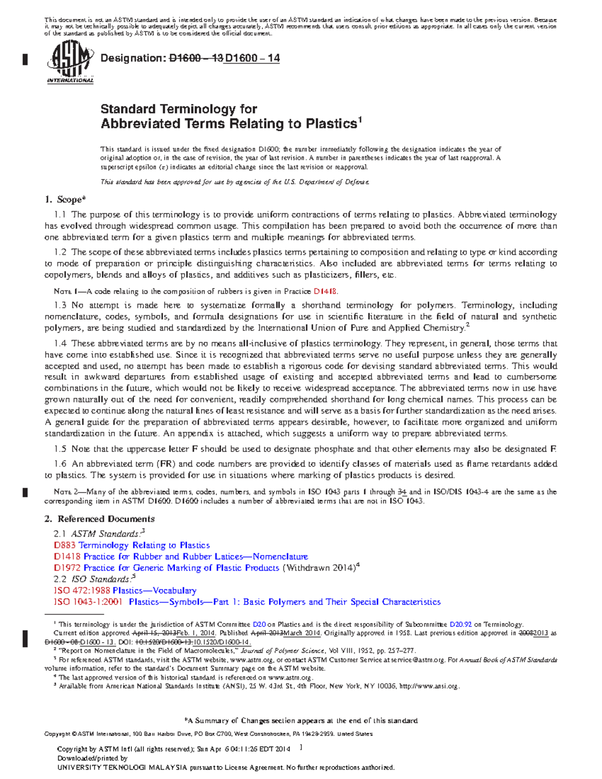 ASTM D1600 14 RED - use standard for any solutions - Designation: D1600 − 13 D1600 − 14 Standard ...