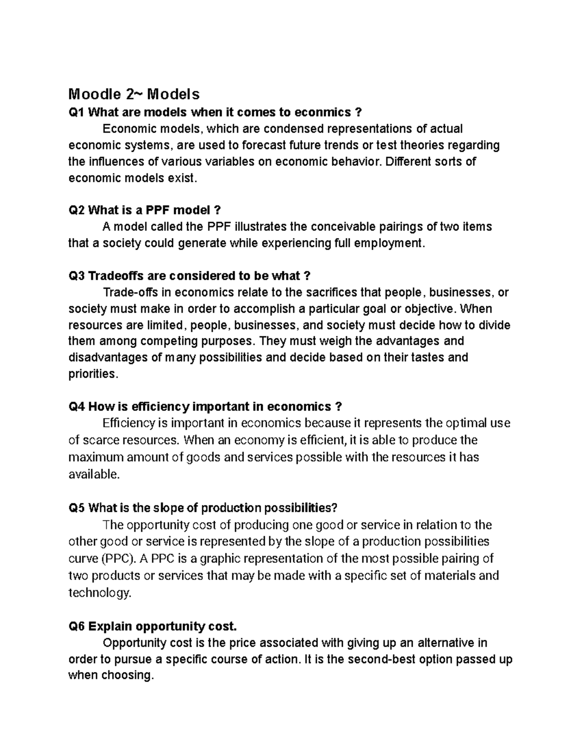 Module 2 - Moodle 2~ Models Q1 What are models when it comes to ...