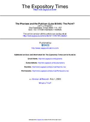 SBL Sample Paper - SAMPLE SBL STYLE RESEARCH PAPER Note: Our thanks to ...