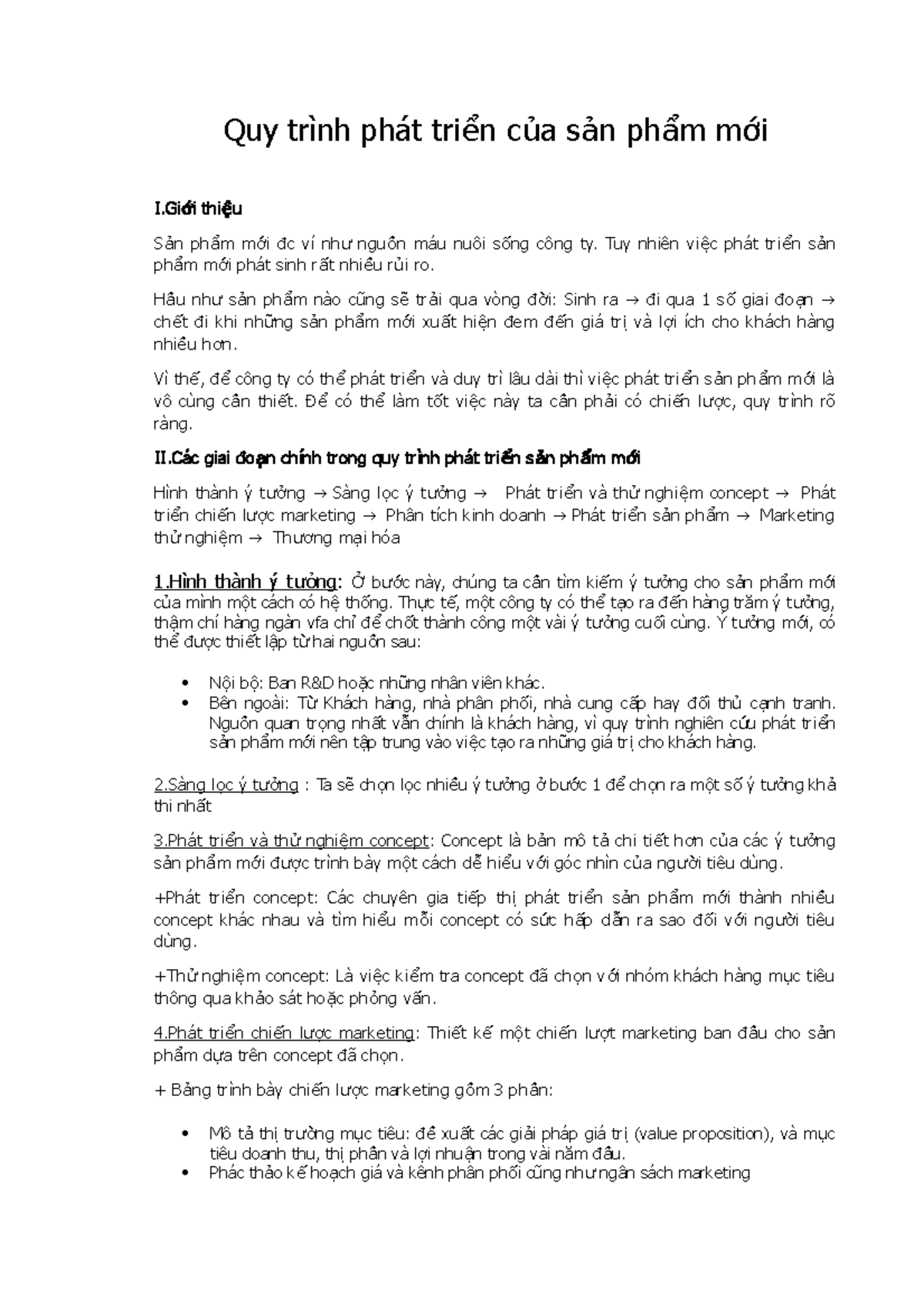 Quy trình phát triển của sản phẩm mới - Quy trình phát tri ển c ủa s ản ph ẩm m ới I ới thi ệu ...