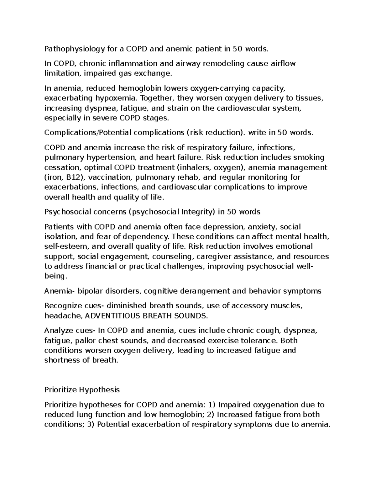 Pathophysiology for a COPD and anemic patient in 50 words - In COPD ...