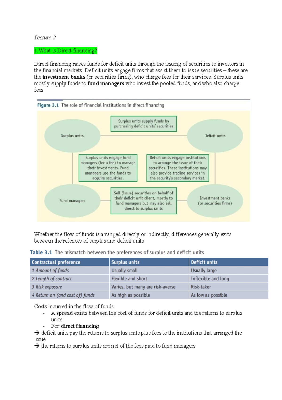 Lecture 2 - Lecture 2 1 is Direct financing? Direct financing raises ...