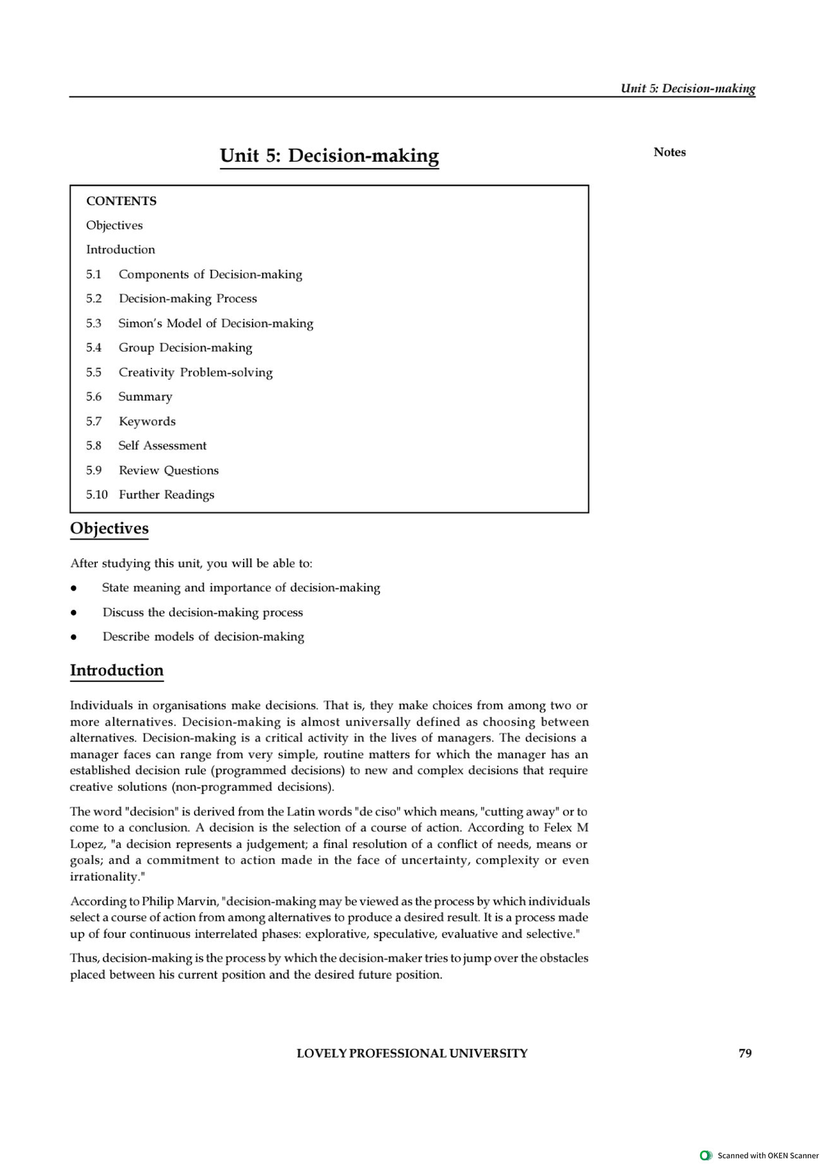 Decision making - Principles and Practices of Management - Studocu