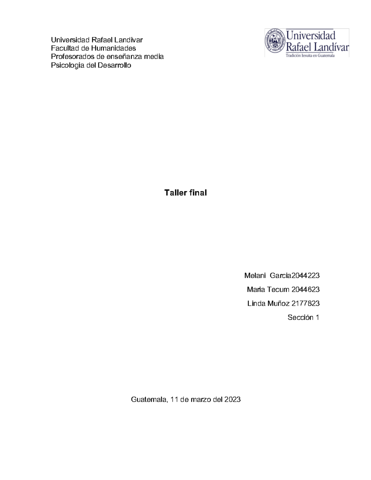 Taller final - Taller final Melani Garcia Maria Tecum 2044623 Linda ...