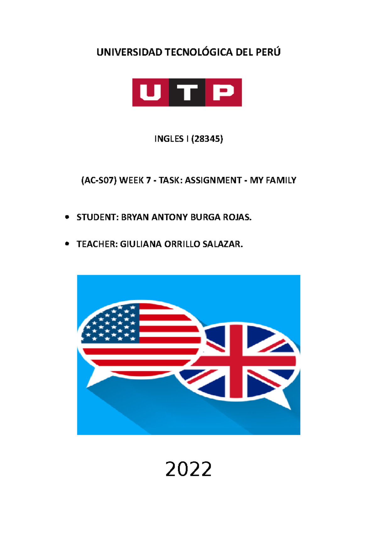 Inglés - Semana 7 - Bryan Burga - UNIVERSIDAD TECNOLÓGICA DEL PERÚ ...