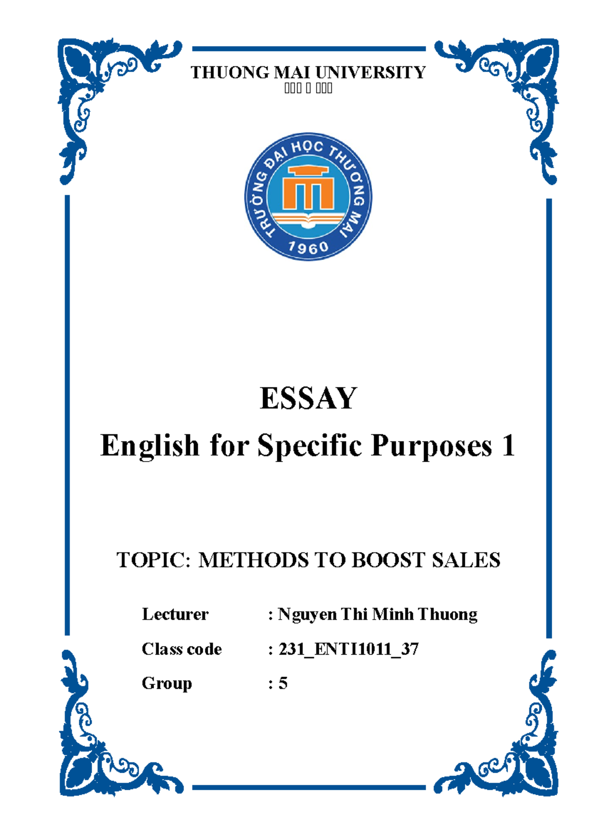 TACN1 - Essay Group 5 (chốt) - THUONG MAI UNIVERSITY bbb b bbb ESSAY ...