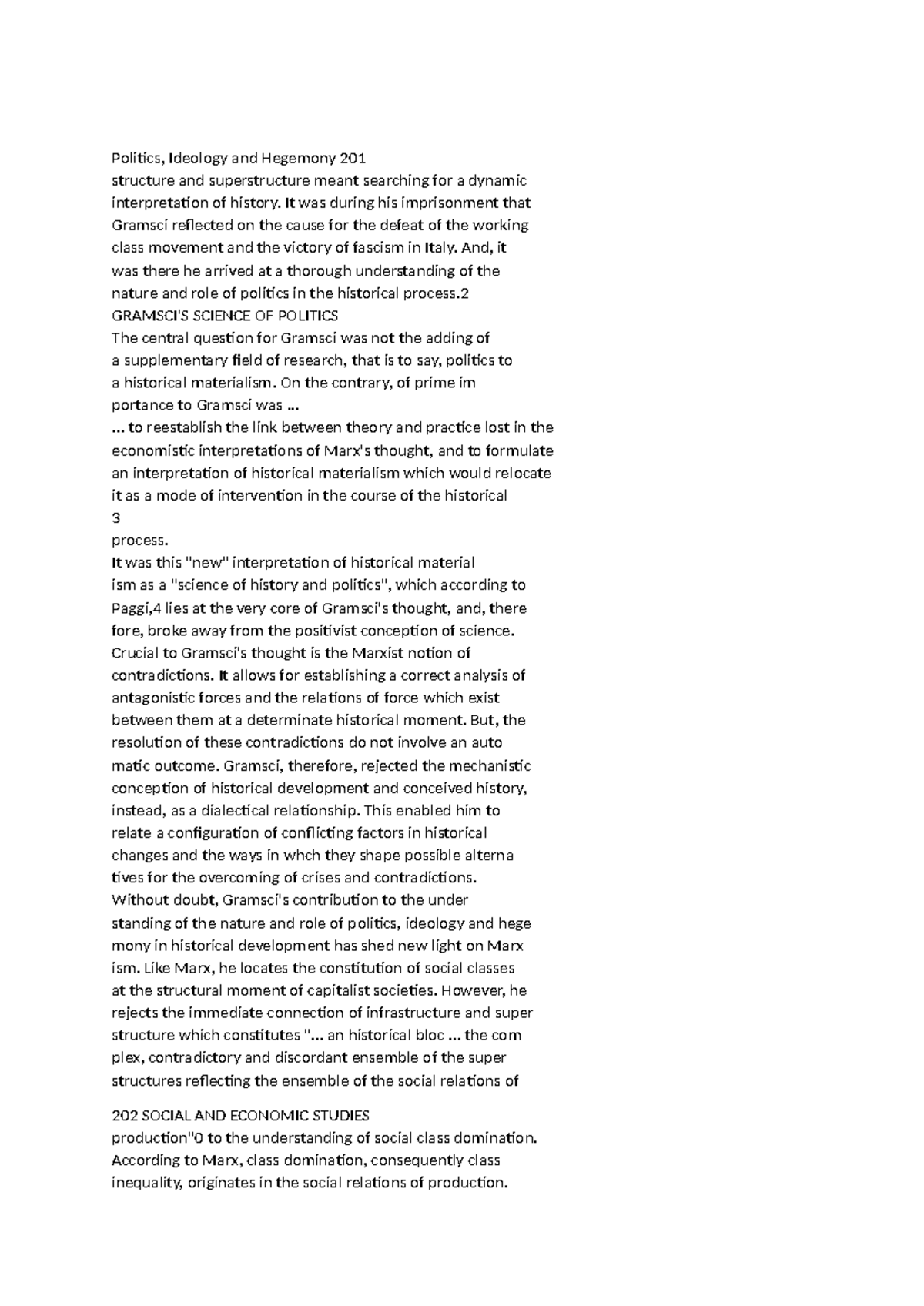 Gramsci - gramsi lecture - Politics, Ideology and Hegemony 201 ...