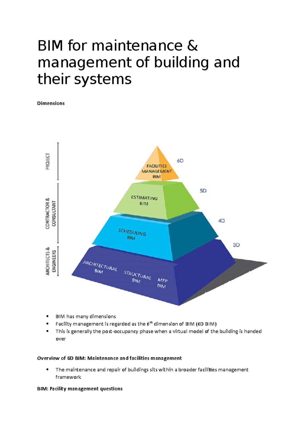 Lecture 6 - BIM - BIM for maintenance & management of building and ...
