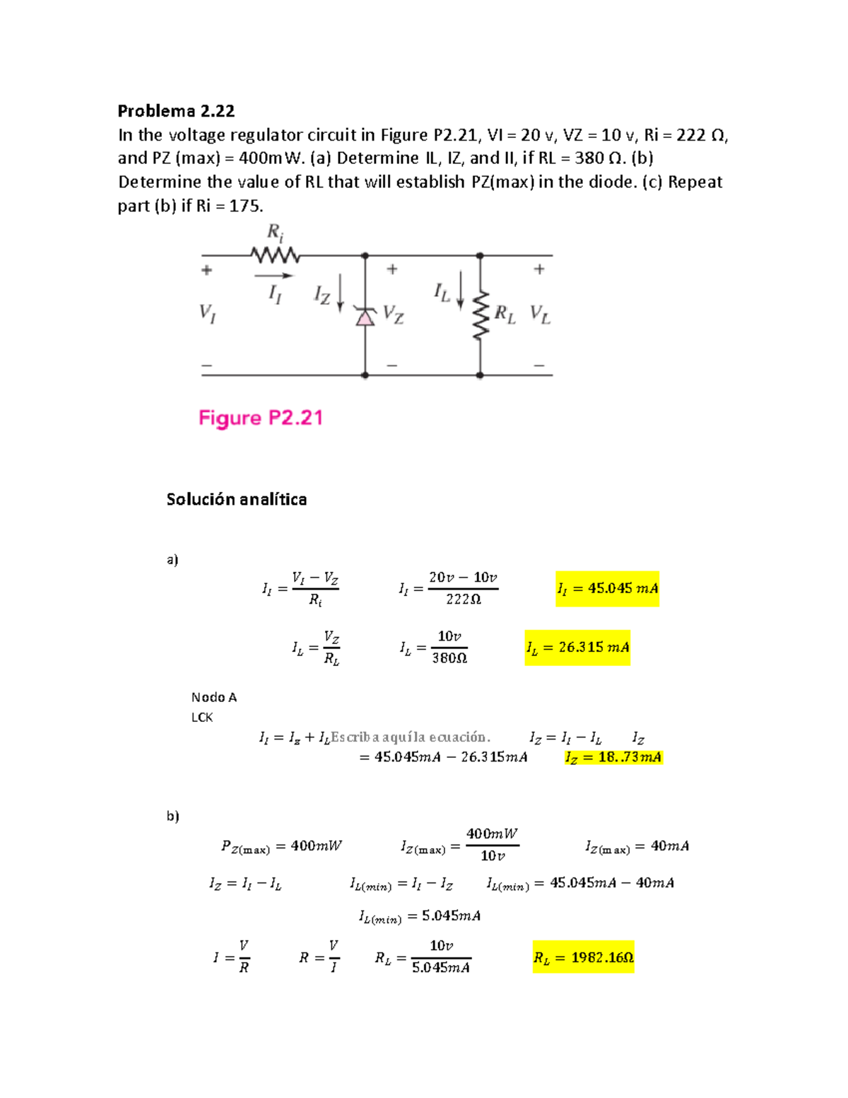 Ejercicios de resolución Diodo Zener - Warning: TT: undefined function: 32 Warning: TT ...