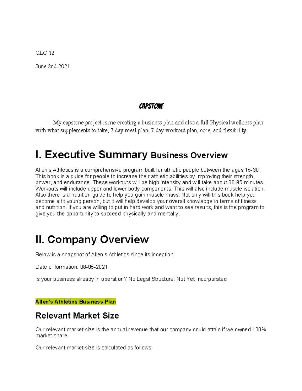 Capstone proj - ####### CLC 12 ####### June 2nd 2021 Capstone ...