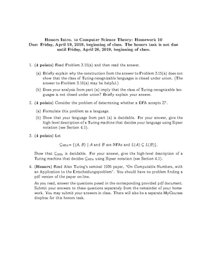 Homework 11 - HW 11 - Honors Intro. to Computer Science Theory ...