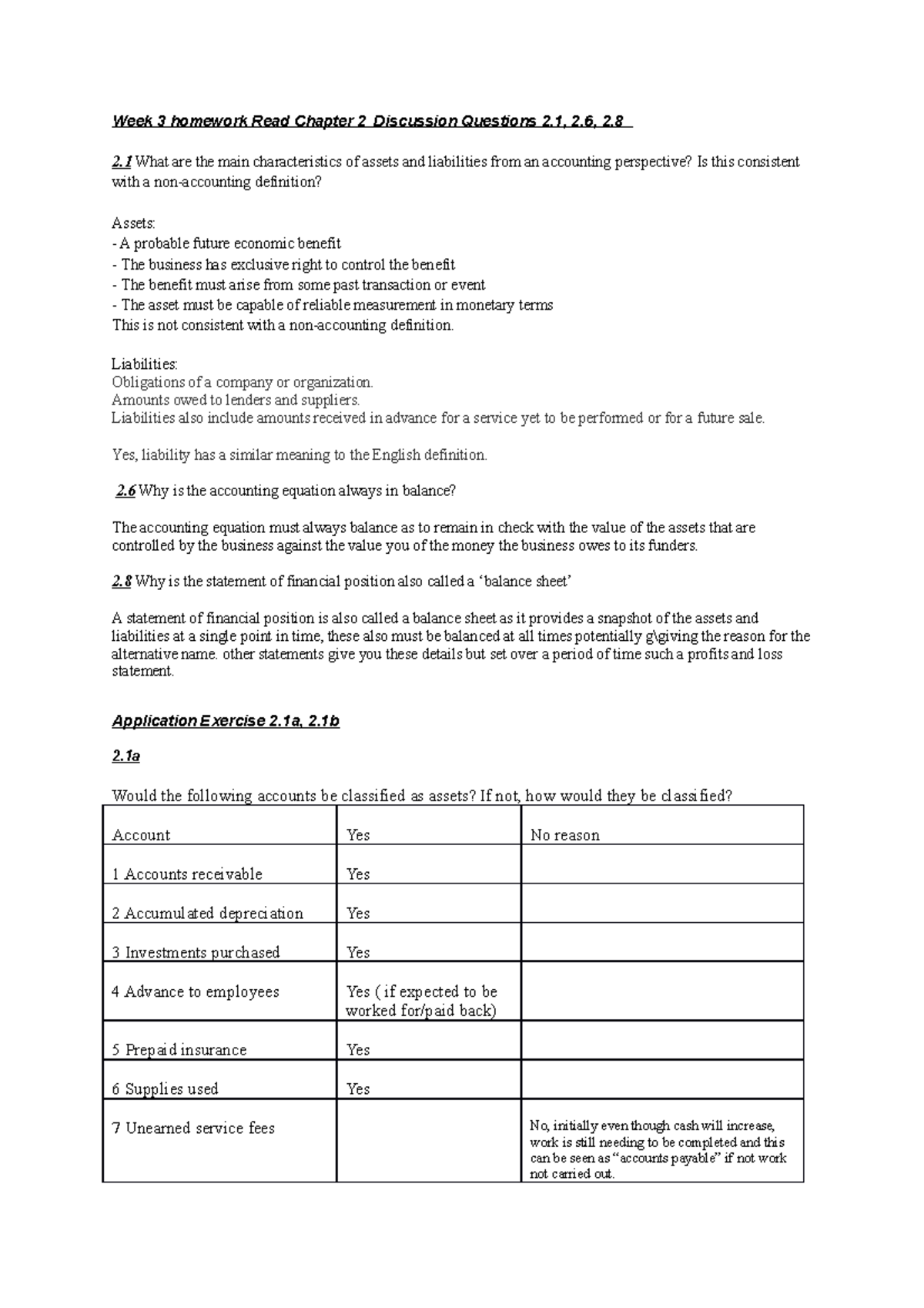 Accounting homework - Week 3 homework Read Chapter 2 Discussion ...