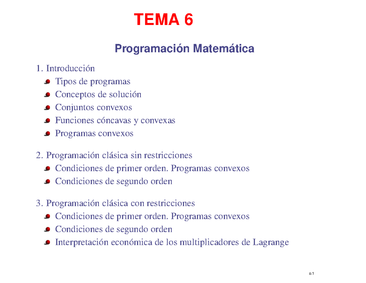 MIIT tema 6 tema 3 y tema 4 - TEMA 6 Programacion Matem ́ atica ́ ...