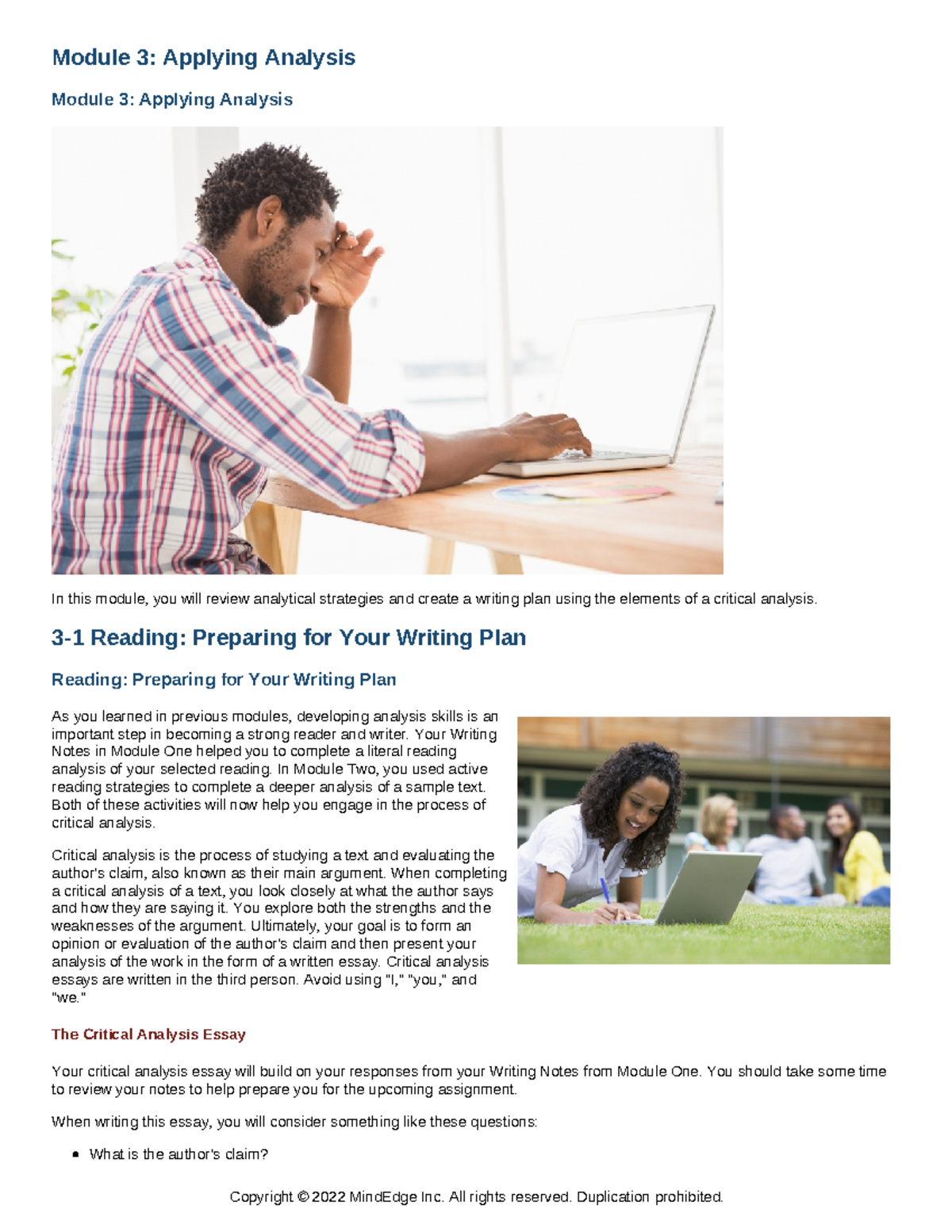 Module 3 Applying Analysis - Module 3: Applying Analysis Module 3 ...